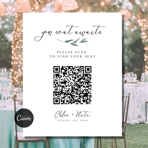 Qr Code For Seating Chart Seating Chart Qr Code Sign Wedding Seat