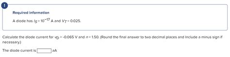 Solved Required InformationA Diode Has S 10 17A And Chegg Com