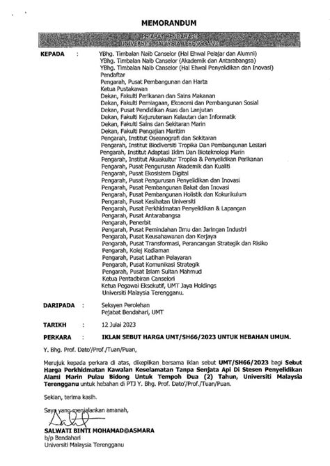 PELAWAAN TENDER PERKHIDMATAN KAWALAN KESELAMATAN TANPA SENJATA API DI