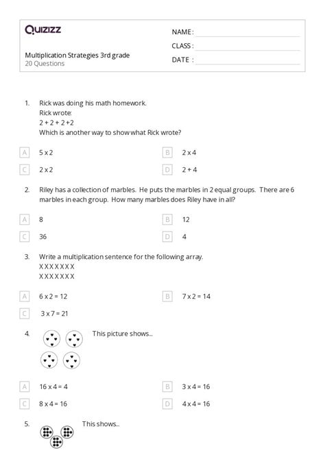 50 multiplication and repeated addition worksheets for 3rd grade on