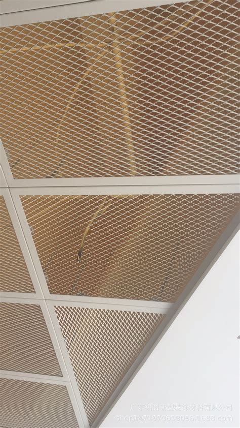 厂家供应餐厅吊顶铝拉网板白色烤漆菱形网格金属板勾挂式拉伸网孔 阿里巴巴