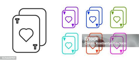 흰색 배경에 격리 된 카드 아이콘을 재생하는 검은 선 카지노 도박 다채로운 아이콘을 설정합니다 벡터 일러스트레이션 가능성에 대한 스톡 벡터 아트 및 기타 이미지 Istock