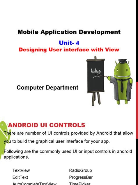Mobile Application Development Chapter 4 Pdf Android Operating System User Interface