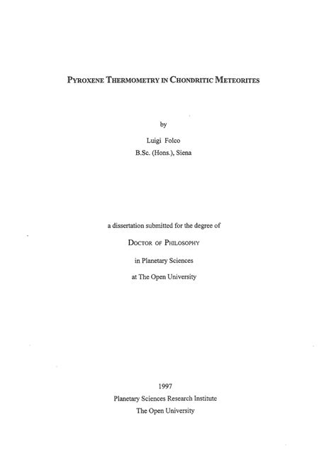 Pdf Pyroxene Thermometry In Chondritic Meteorites Phd Thesis Open
