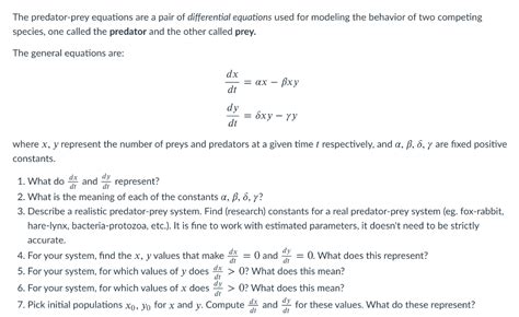 Solved The Predator Prey Equations Are A Pair Of