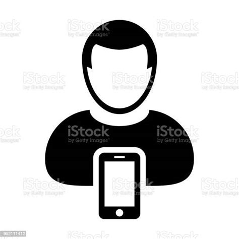 移動使用者圖示向量男性人物頭像與智慧手機符號表意字元在標誌符號中的通信向量圖形及更多一個人圖片 一個人 互聯網 人 Istock