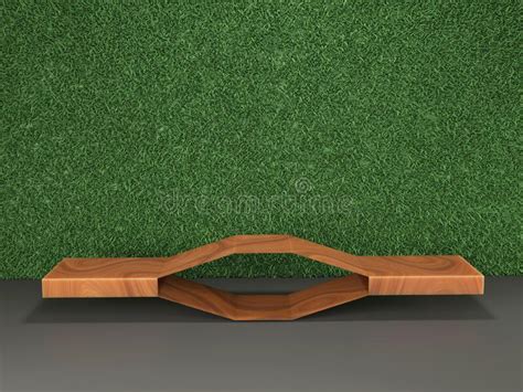 Modern Wooden Pedestal Design With Artificial Grass Wall Stock