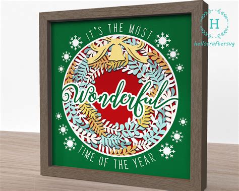 3d Wonderful Svg Christmas Shadow Box Svg Hellocraftersvg