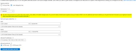 using c how do i retrieve sas token for account key to access read
