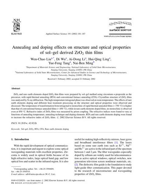 Pdf Annealing And Doping Effects On Structure And Optical Properties