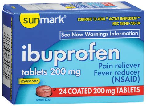 Sunmark Pain Relief Ibuprofen Tablets 200 Mg 24 Ct