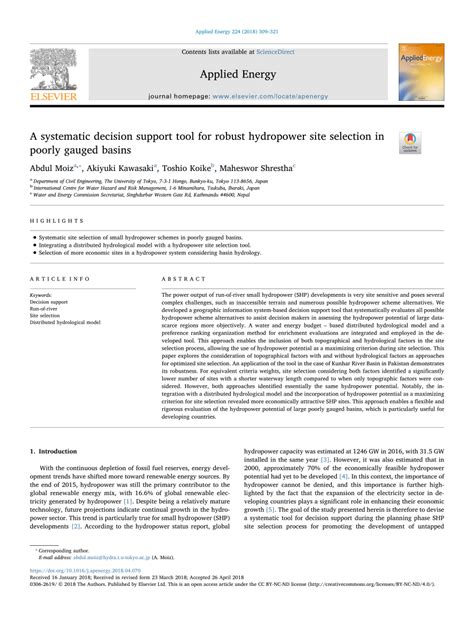 Pdf A Systematic Decision Support Tool For Robust Hydropower Site Selection In Poorly Gauged