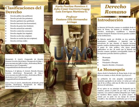A1 Eq3 TRIPTICO DERECHO ROMANO Introducción La historia del Derecho