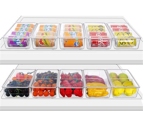 Buy Refrigerator Organizer Bins With Lids Esarora 10 Pack Stackable