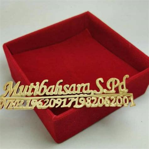 Jual Bros Nama Lapis Emas Aksesoris Custom Emas Murah Nametag Shopee Indonesia