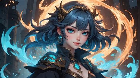 Mystical Anime Girl With Fiery Aura Backiee
