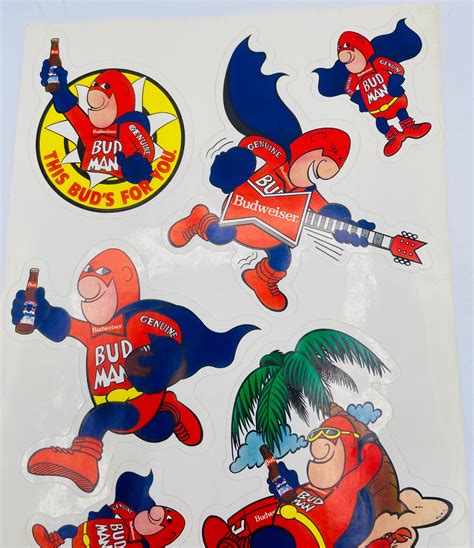 Sheet Of Budweiser Budman Stickers