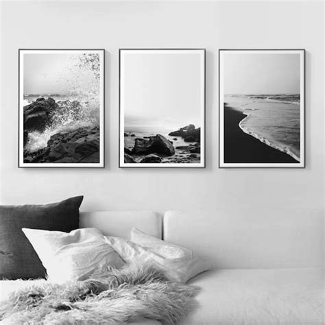 Black And White Wall Art Set Of 3 Large Art Prints 3 Piece Etsy