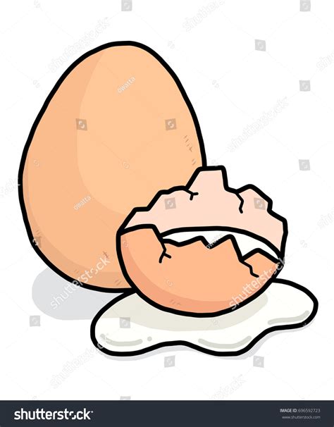 Cracked Egg Cartoon Vector Illustration Hand Stock Vector Royalty Free