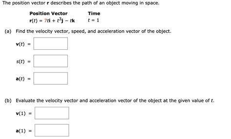The Position Vector R Describes The Path Of An Object Chegg