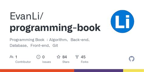 GitHub EvanLi Programming Book Programming Book AlgorithmBack End