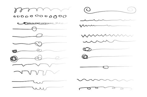 Conjunto de pinceles artísticos pinceles de tinta doodles conjunto de
