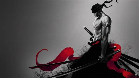 Fond d écran noir illustration rouge Coloration sélective Katana