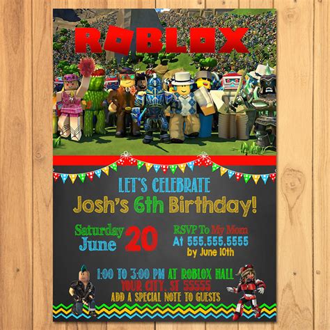 Invitación Roblox Fiesta de cumpleaños de Roblox Roblox Etsy