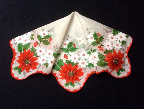 Vibrant Christmas Handkerchief Holiday Hankerchief Red And Etsy