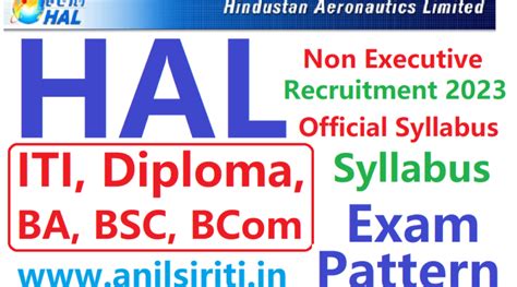 HAL Non Executive Recruitment Syllabus 2023 ITI Diploma Degree Anil