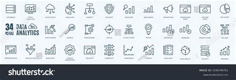 Data Analytics Editable Stroke Pictogram Minimal Stock Vector Royalty