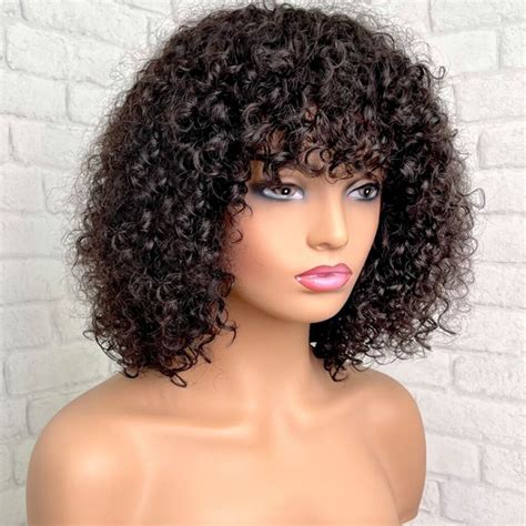 Glueless Short Curly Human Hair Bob Wig Machine Made Tinashe Hair