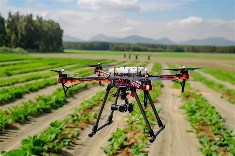 Agricultural Drone Spraying Crops In Lush Green Field Stock Illustration Illustration Of
