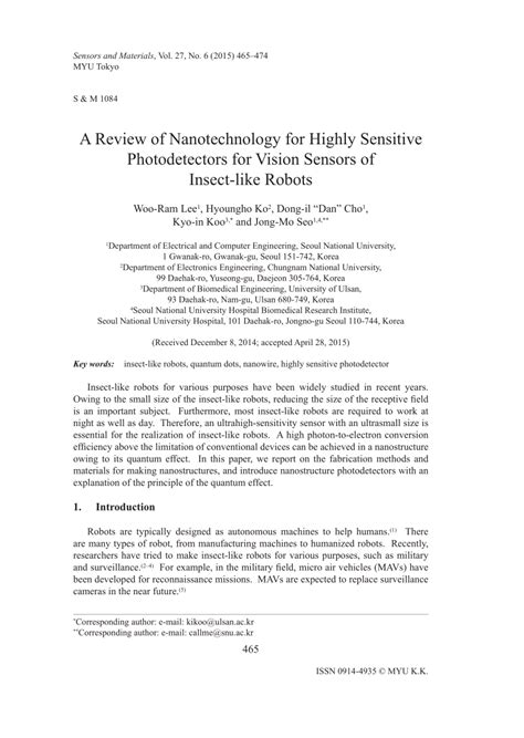 Pdf A Review Of Nanotechnology For Highly Sensitive Photodetectors