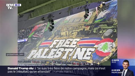 Un Tifo En Soutien à La Palestine Déployé Au Parc Des Princes Juste