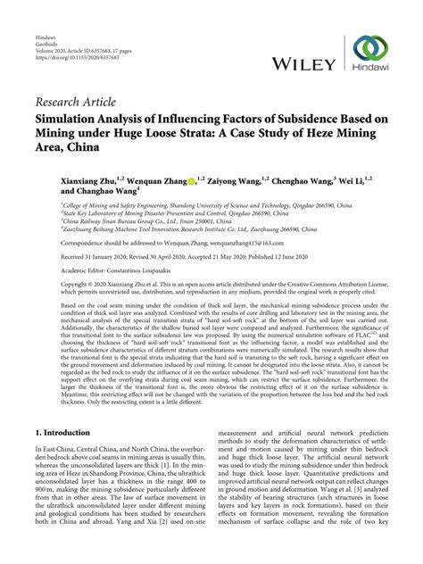 Pdf Simulation Analysis Of Influencing Factors Of Subsidence Based On Mining Under Huge Loose