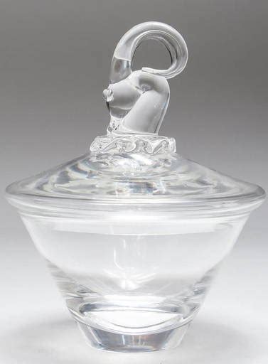 Vintage Steuben Crystal Rams Head Candy Dish