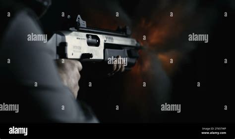 800fps Slow Motion Of Smoke Filled Shotgun Firing Man Releasing A