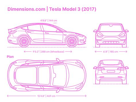 Tesla Model 3 2017 Dimensions And Drawings
