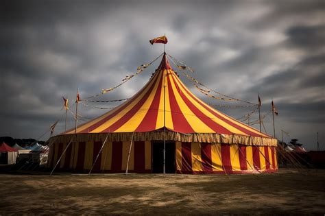 다채로운 스트립 디지털 아트 일러스트와 함께 서커스 텐트 프리미엄 사진