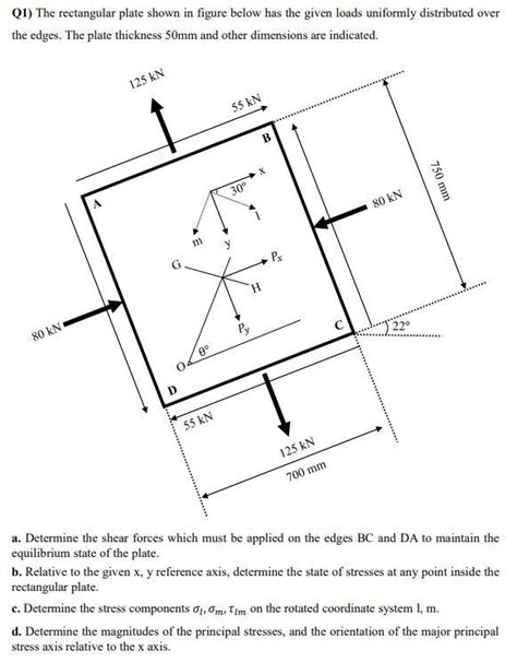 Q1 The Rectangular Plate Shown In Figure Below Has