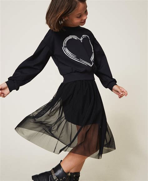 Jupe Mi Longue En Tulle Enfant Noir Twinset Milano