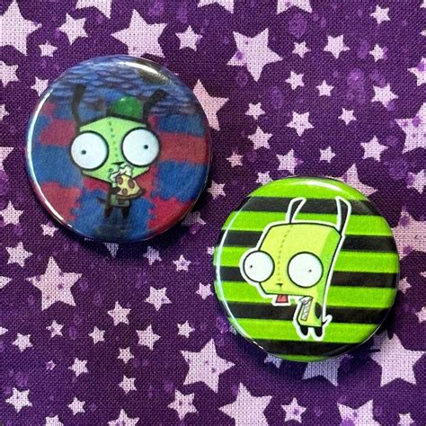 Invader Zim Gir Metal Button Pins Price Is For Depop