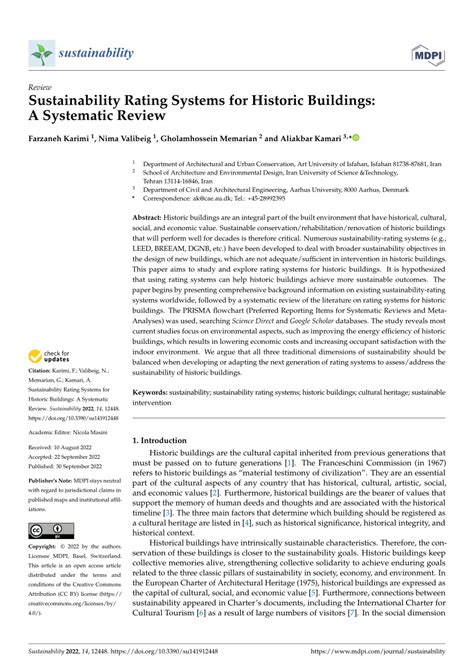 Pdf Sustainability Rating Systems For Historic Buildings A Systematic Review
