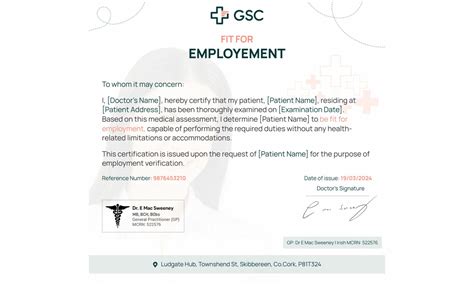 Pre Employment Medical Fit Certificate For Employment Get Healthcare