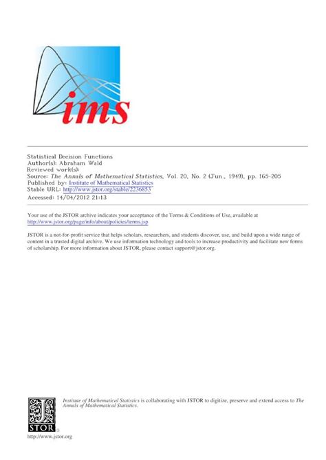 Pdf Statistical Decision Functions