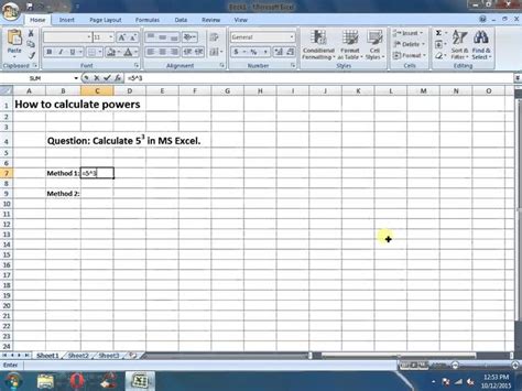 Ms Excel Tutorials How To Calculate Powers In Microsoft Excel Excel