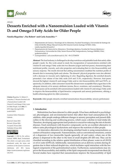 Pdf Desserts Enriched With A Nanoemulsion Loaded With Vitamin D3 And