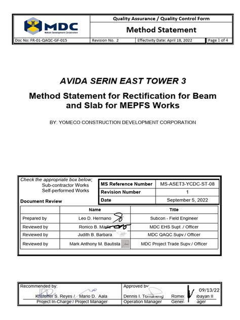 Rectification For Beam And Slab For Mepfs Works Yomeco Pdf Concrete Coating