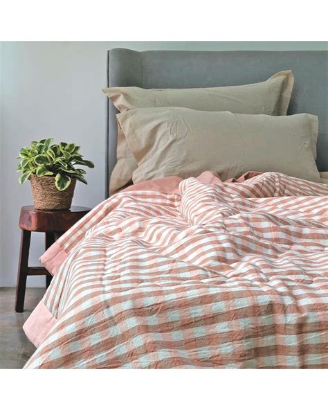 Small Check Weighted Cotton Blanket 500g Color Pink Size Singlesuper